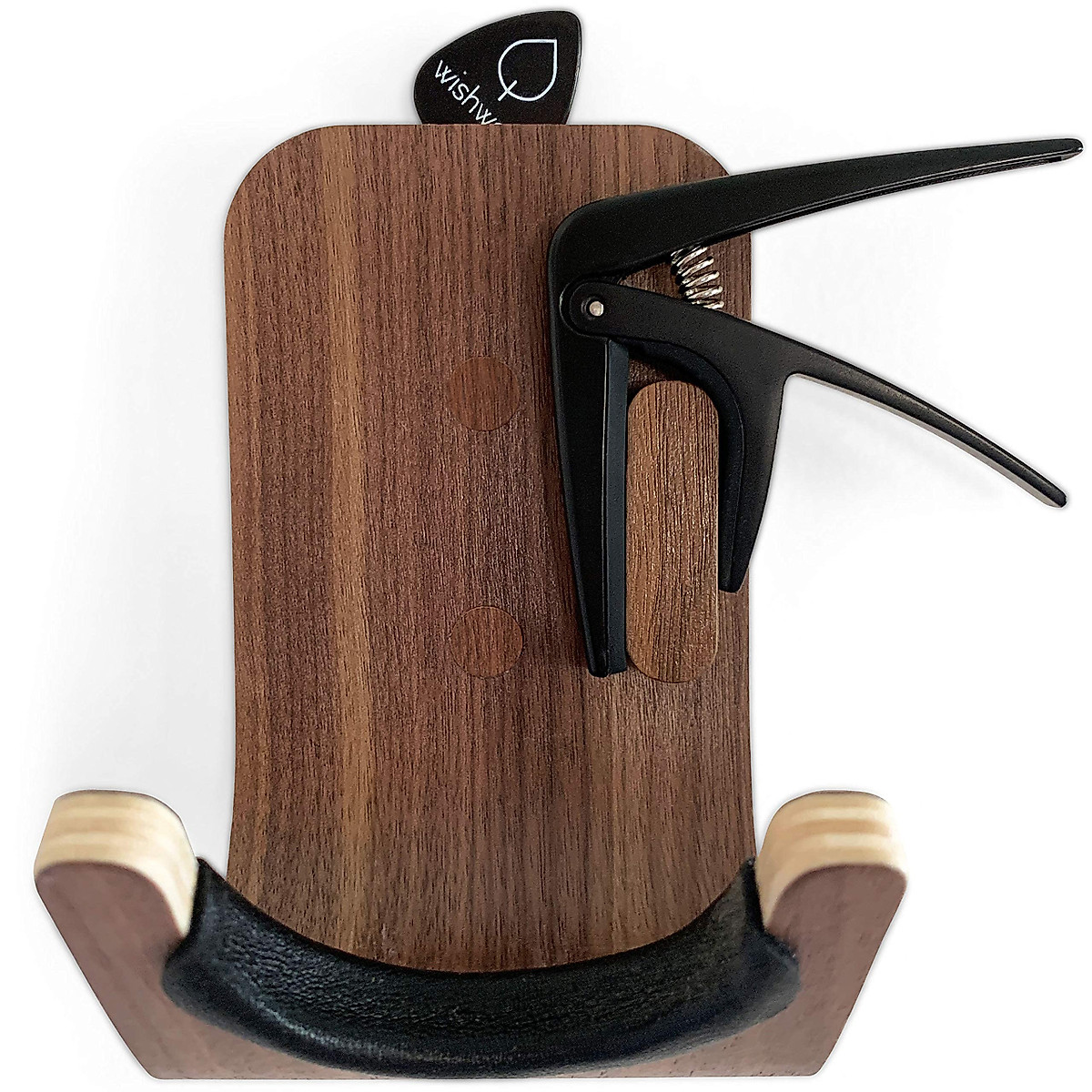 Guitar Wall Mount: Modern Guitar Hanger for Wall Storage & Display. Heavy Duty Ply Wood Guitar Hook for Secure Wall Mounting. For Ukuleles, Acoustic, Bass & Classical Guitars.