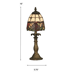 Dale Tiffany TA70711 Enid Table Lamp, Antique Brass and Art Glass Shade, 16.00x5.75x5.75