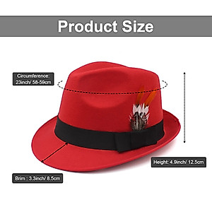 MUMUWU Hat Korean Version of The Retro Jazz Hat for Men and Women England Fedora Hat Feather Black Gentleman Hat