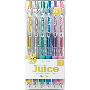 PILOT Juice Gel Ink BallpointPen, 0.5mm, Metallic Colors (LJU-60EF-6CM)