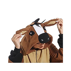 Adult Horse Onesie Pajamas Animal Cosplay Homewear Sleepwear Jumpsuit Costume for Women Men Girls Boys Teens