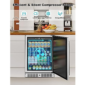 SUCISENI Outdoor Beverage Refrigerator, 24 Inch Undercounter Beverage Fridge Cooler Holds 180 Cans, Stainless Steel Refrigerator with Lockable Door for Home Bar, Outdoor Kitchen Patio or Commercial