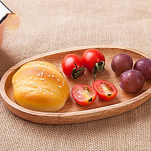 Cabilock Wooden Food Platter Oval Wood Serving Platter Tray Plate Acacia Wooden Plate for Food Party Cheese Appetizer Fruit Cake