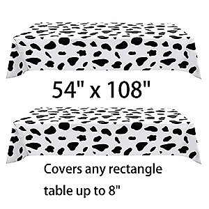 2 Pcs Disposable Black and White Cow Print Plastic Tablecloth, 108 Inch x 54 Inch Ractangle Tablecover, for Party, Dance and Picnic (Black White Cow Print, 2)