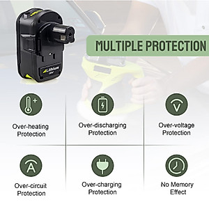 2 Pack 6.0Ah P108 18Volt Replacement Battery Compatible with Ryobi 18V Lithium-Ion Battery P109 P107 P105 P104 P103 P102 P190 (Green)