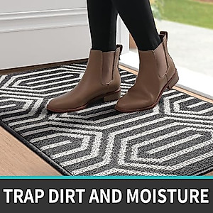 DEXI Indoor Door Mat Durable Front Door Mats for Entryway, Non Slip Absorbent Resist Dirt Entry Rug, 20"X31" Doormat Indoor Entrance, Machine Washable, Black