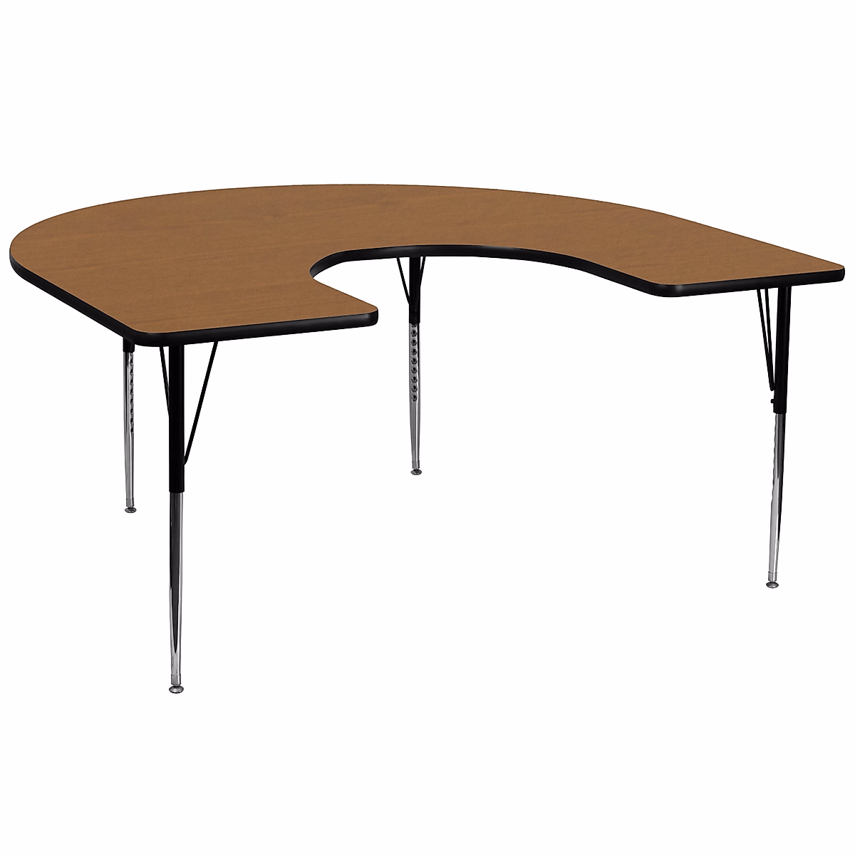 Flash Furniture 60''W x 66''L Horseshoe Oak Thermal Laminate Activity Table - Standard Height Adjustable Legs