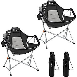 KingCamp 2 Pack Lightweight Hammock Swinging Camping Chair, Aluminum Alloy Rocker Camp Chair with Headrest Cup Holder for Outdoor Picnic Beach Sporting Events Concerts Backyard
