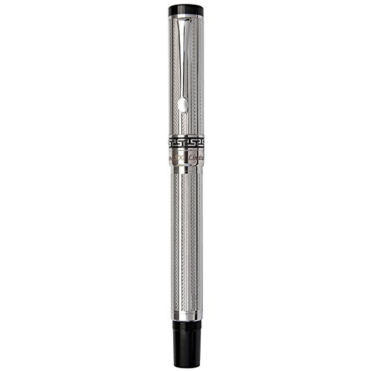 Xezo Tribune Pure Platinum Layered Diamond-Cut Fine Rollerball Pen, Weighty and Balanced, Individually Numbered (Tribune Platinum R), Silver, Black