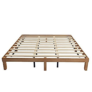 HomSof King Size Solid Wood Platform Bed, No Box Spring Needed, Strong Wood Slat Support, Easy Assembly