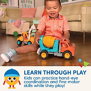 Battat – Spinning Cement Truck – Classic Toddler Trucks – Kids Construction Toys- Soft Rubber Wheels – Cement Mixer- 18 Months +