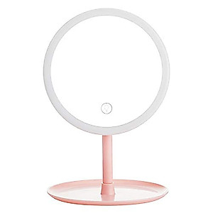 LIMEI-ZEN Lighted Makeup Mirror, 21 LED Cosmetic Mirror Touch Screen Dimming 90° Rotation with Stand Charging Vanity Mirror USB Charging with Lithium Battery Mirrors