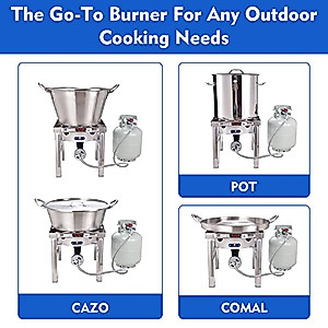 ARC Stainless Steel Single Burner Propane Stove, 200,000BTU High Pressure Outdoor Gas Stove Cooker, 16.5"Heavy Duty Square Stove, Burners For Outdoor Cooking Turkey Fryer, Crawfish Boil, Homebrewing