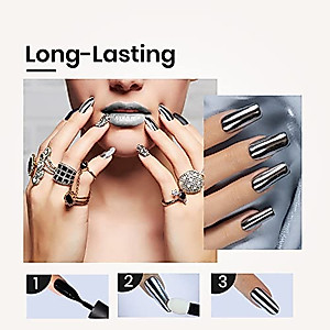 beetles Gel Polish Sliver Mirror Chrome Nail Powder, Mirror Effect Premium Salon Nail Glitter Manicure Pigments for Nail Art Design, 0.04oz/1g