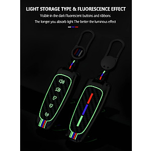 YONUFI for Ford Key Fob Cover Case Metal Shell Car Smart Key Holder Keychain Compatible for Escape Focus Taurus Explorer Flex C-Max Edge Expedition Lincoln MKX MKS MKT (FDK-Carbon Fiber)