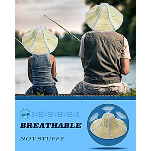 Foldable Straw Hat for Farmer Men Women Adult Fishing Sun Fan Cap Summer Cool Floppy Wide Brim Beach Hat Light Brown