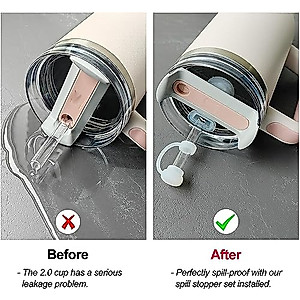 2 Pcs Stanley Lid Replacement 40 oz, H2.0 Stanley Spill Leak Stopper, 6Pcs Straw Cover for Stanley 40 Oz, Long Reusable Stanley Straw Accessories (PINK DUSK A)