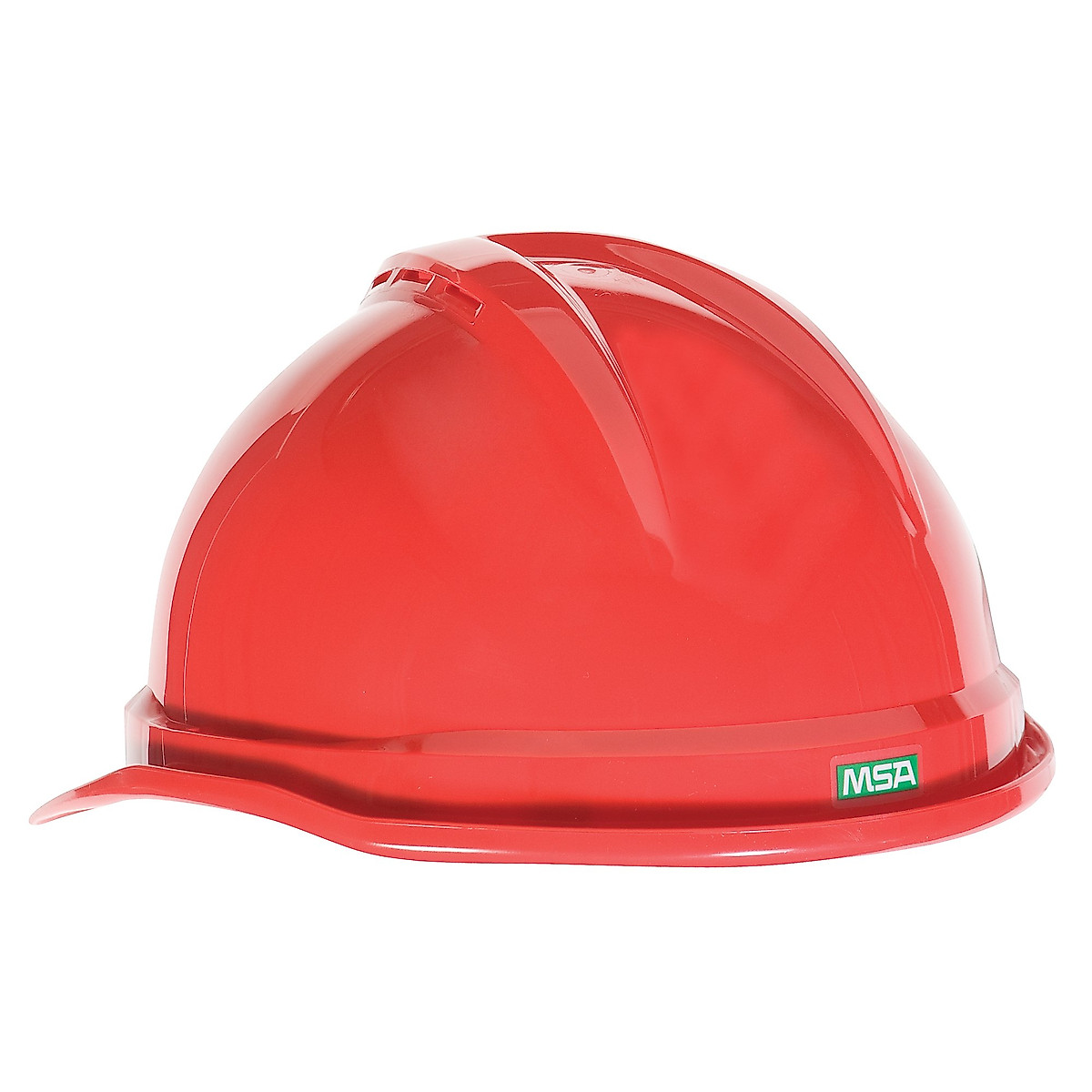 Msa Safety Sales, Llc Red Polyethylene Cap Style Hard Hat with 4 Point Ratchet Suspension, Standard