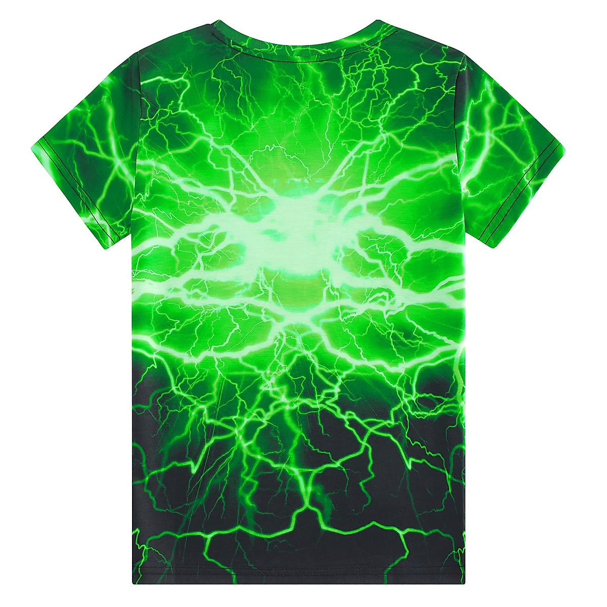Funnycokid Boys Shirts Neon Green Size 10-12 Kids T-Shirts Girls Lightning Clothes Tops Tees Graphic Short Sleeve Birthday Cool 9-12 Years Youth