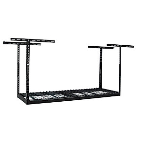 MonsterRax Overhead Garage Storage Rack 2 x 6 Ceiling Rack for Garage Shelving, Organization, & Storage, Adjustable Hanging Storage for Bikes, Equipment & Bins (Hammertone, 24"- 45" Ceiling Drop)