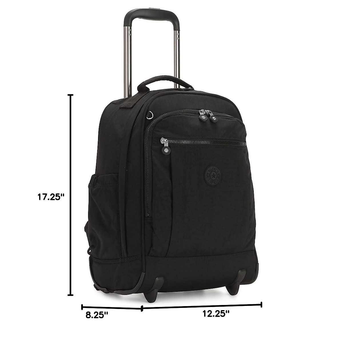 Kipling Women's Gaze Large Rolling, Durable, Wheeled Backpack with Adjustable Shoulder Straps, Nylon Book Bag, True Black