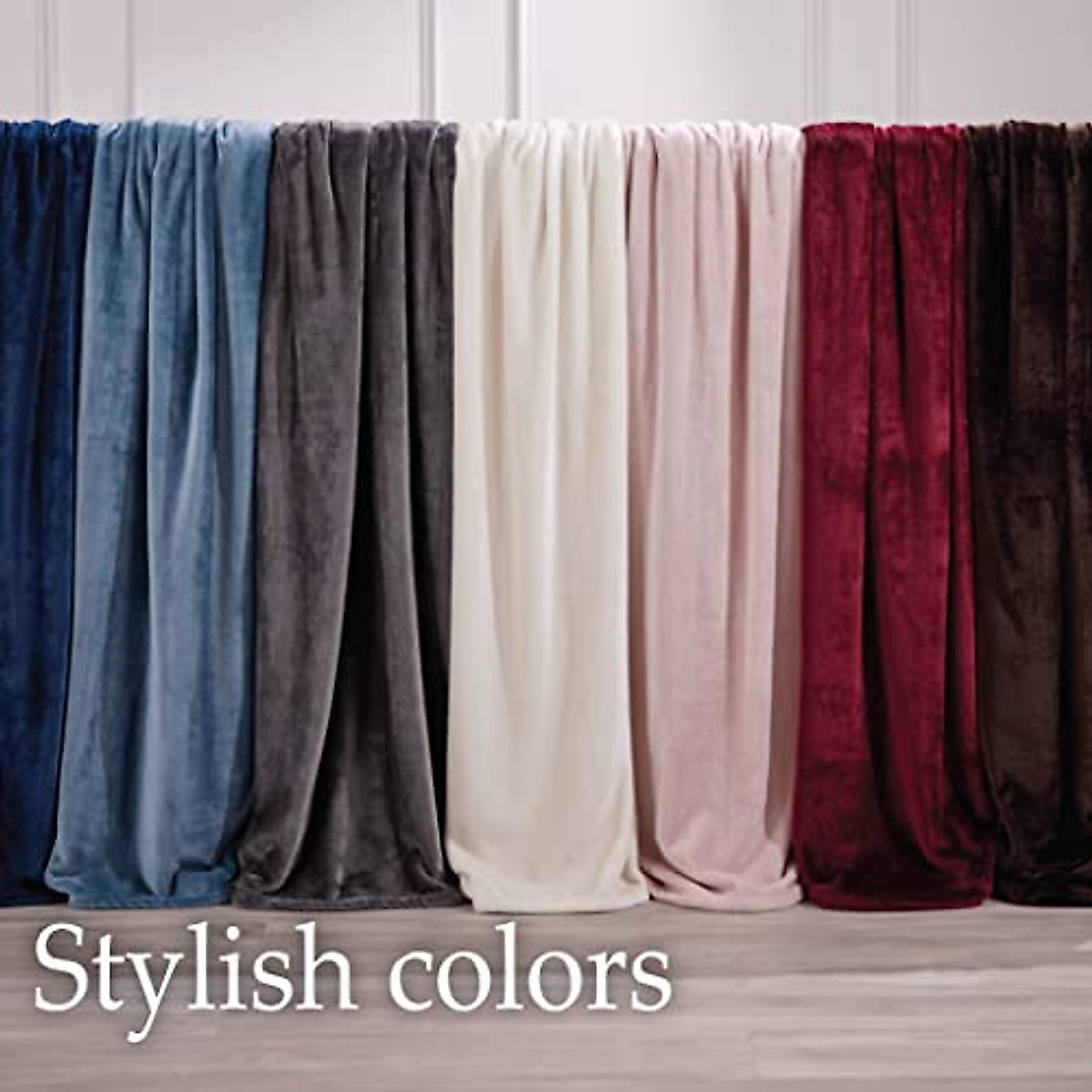 lalaLOOM Luxurious Soft Fleece Bed or Throw Blanket, Queen 90x90 Warm Velvet Plush Blankets, Comfy Lightweight Cozy Bedding, Washable Home Décor Throws for Sofa Couch, Bedroom Dorm Room, Gray Blue