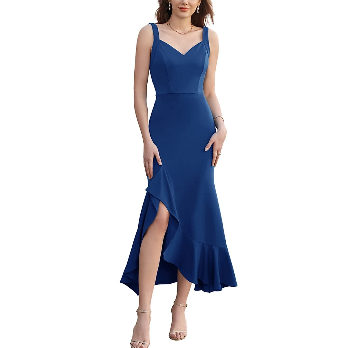 GRACE KARIN Women's V Neck Sleeveless Backless Split Cocktail Party Maxi Long Wedding Guest Dresses White L