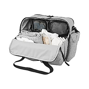 Skip Hop Diaper Bag: Iconic Duo Weekender, Extra Large Capacity with Changing Pad & Stroller Attachment, Grey Melange