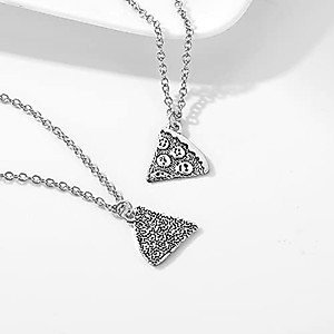 MJartoria Best Friend Necklaces, Pizza BFF Necklaces for 2 Antique Silver Color Pizza Slice Friendship Necklace Set of 6