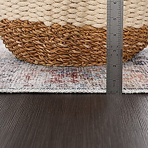 Bloom Rugs Caria Washable Non-Slip 9x12 Rug - Ocean Blue/Brick Area Rug for Living Room, Bedroom, Dining Room and Kitchen - Exact Size: 9' x 12'