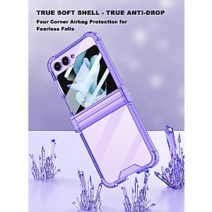 SHIEID Flip 5 Case with Hinge Protection, Galaxy Flip 5 Clear Airbag Case Built-in High-Transparency Soft Film for Phone Case for Galaxy Z Flip 5, Dark Green