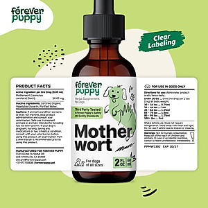 Motherwort Drops for Dogs - Heart Support for Dogs - Calming Support Supplement w/Motherwort Herb - Liquid Dog Vitamins and Supplements for Health, Composure & Relaxation - Herbal Dog Care - 2 oz
