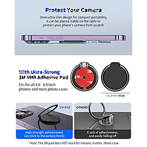 CHEEDAY Magnetic Phone Ring Grip, [4 Strong Magnets] Gym Finger Ring Holder 360° Rotation for Magnetic Car Mount, Metal Plate, Compatible with iPhone 15 14 13 12 Pro Max, All Smartphones, Black