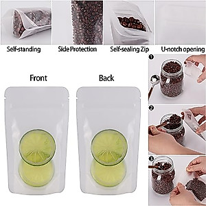 100Pcs Stand Up Pouches, Matte Resealable Bags, Heavy Plastic Ziplock Coffee Bag, Food Snacks Treats Bag, 3.5 x 5.5 inch
