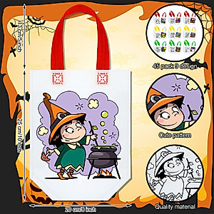 Kacctyen 45 Pcs Cute Coloring Goodie Bags Reusable Halloween Art Party Favor Bags Paint Bags for Kids Halloween Birthday Party Favor Bags Color Your Own Bag Graffiti Goodie Bags, 9 Styles