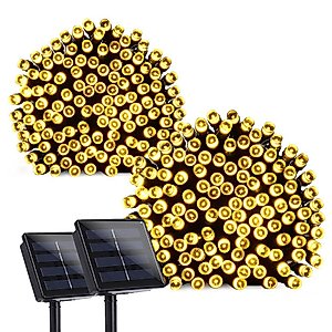 Qedertek 2 Pack Solar Lights Outdoor, 72ft 200 LED Solar String Lights 8 Modes Solar Lights Waterproof Decorative Lights String for Home, Patio, Lawn, Garden, Wedding, Party Decorations(Warm White)