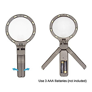 HONWELL Magnifying Glass with Light, Light and Handheld Magnifying Glass, Battery Powered Magnifying Glass for Reading, 3 Modes 16 LEDs Magnifier with 3X 5X Magnification for Inspection,Coins,Hobbies