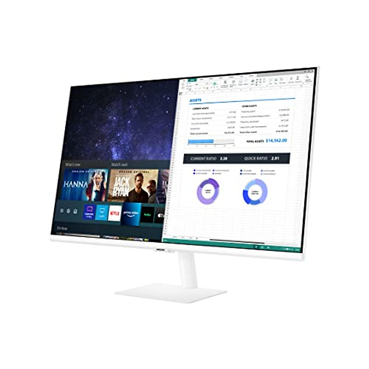 SAMSUNG 27" M50B Series FHD Smart Monitor w/Streaming TV, 4ms, 60Hz, HDMI, HDR10, Watch Netflix, YouTube and More, Slimfit Camera, IoT Hub, Mobile Connectivity, 2022, LS27BM501ENXZA, White