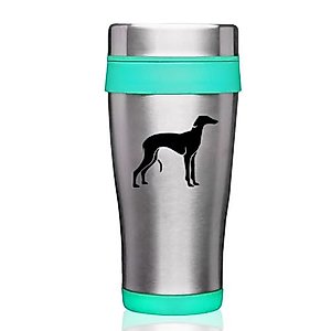 16oz Insulated Stainless Steel Travel Mug Coffee Mug Tumbler Greyhound (Teal)