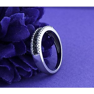 Dazzlingrock Collection 0.25 Carat (Cttw) Sterling Silver Black & White Diamond Women Anniversary Stackable Ring, Size 8