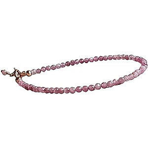 YONKU Genuine pink tourmaline bracelet, delicate gold filled pink gemstone bracelet, tourmaline jewelry, thin silver pink bra YO-BRACE-7217