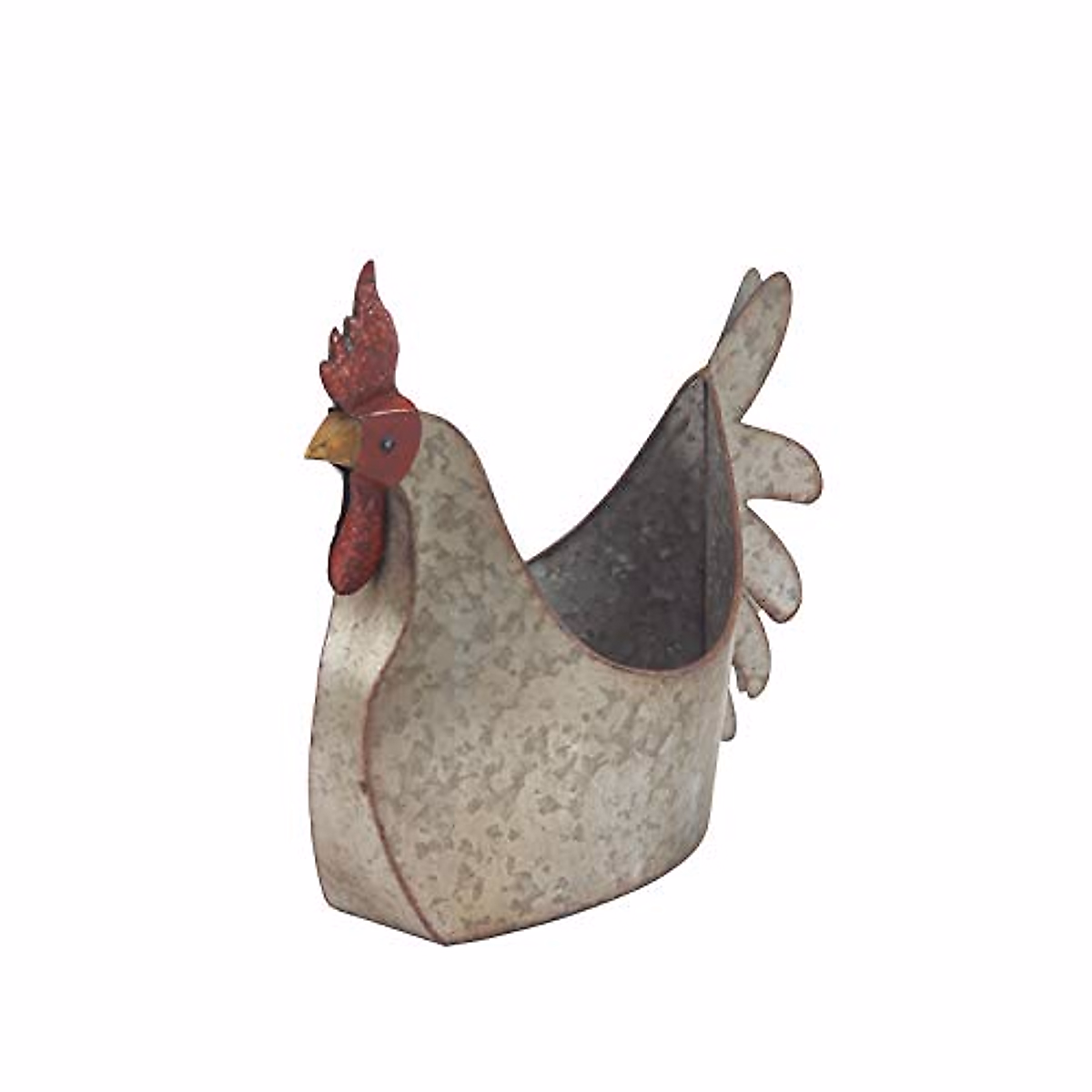 Deco 79 Metal Rooster Indoor Outdoor Planter, 12" x 8" x 16", Gray