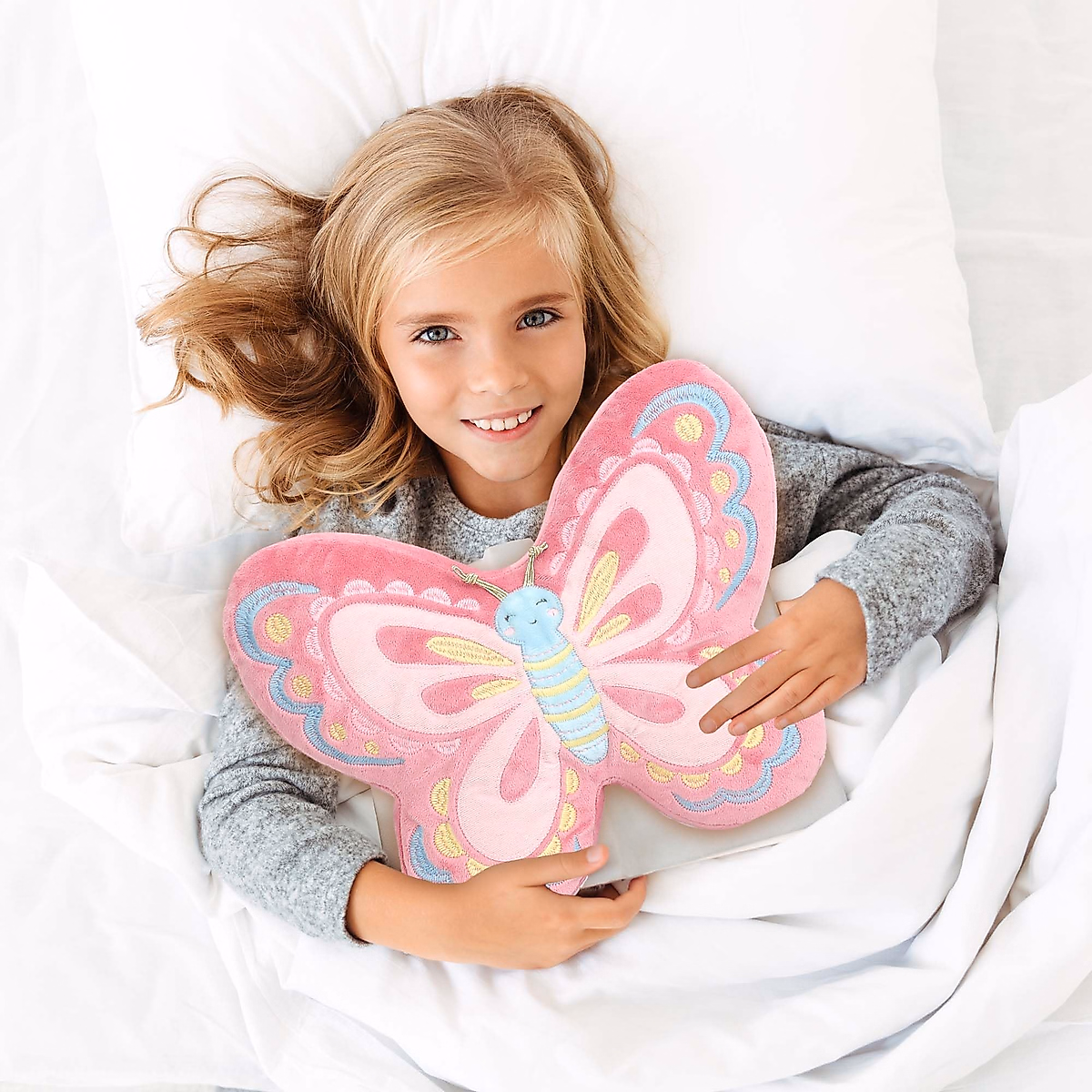 MON AMI Sparkle Butterfly Decorative Plush Throw Pillow - 12.5x10”, Soft Cushion, Stuffed Toy Décor Gifts for Kids of All Ages, Nursery Décor
