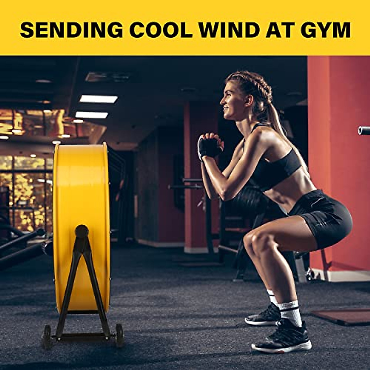 Simple Deluxe 36 Inch Heavy Duty Metal Industrial Drum Fan, 3 Speed Floor Fan for Warehouse, Workshop, Factory and Basement - High Velocity, Yellow