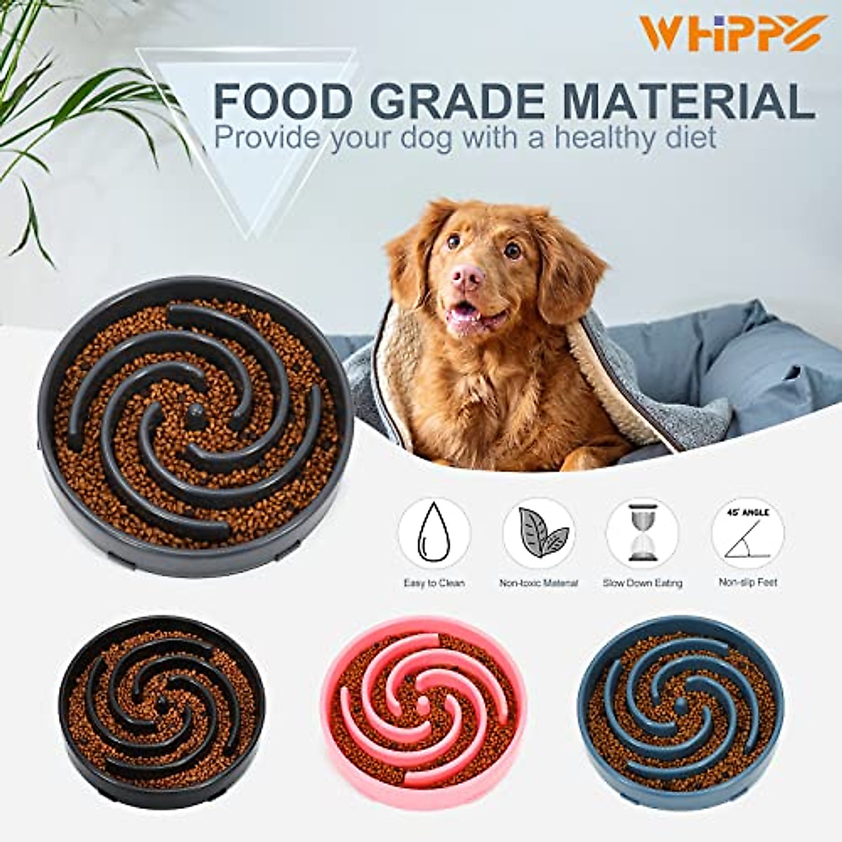 Slow Feeder Large Dog Bowls for Large Medium Dog Non Slip Maze Puzzle Bowl Pet Slower Food Feeding Dishes Interactive Bloat Stop Dog Bowl Preventing Choking Healthy Dog Bowl, Black