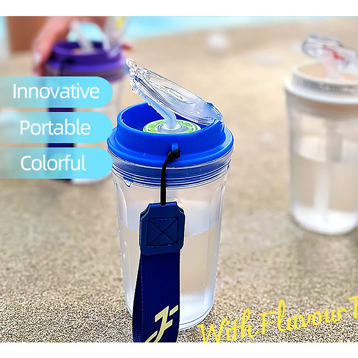 sipperment Water Bottle with Straw, 450ml Air Water Bottle Air Starter Set Drinking Bottles with 5 Flavour Pods 0 Sugar, BPA Free, Leak-proof