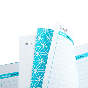 Paper Junkie Blue Monthly Budget Planner, Bill Organizer with 24 Pockets for Receipts, Home Expense Tracker (8x10 In)