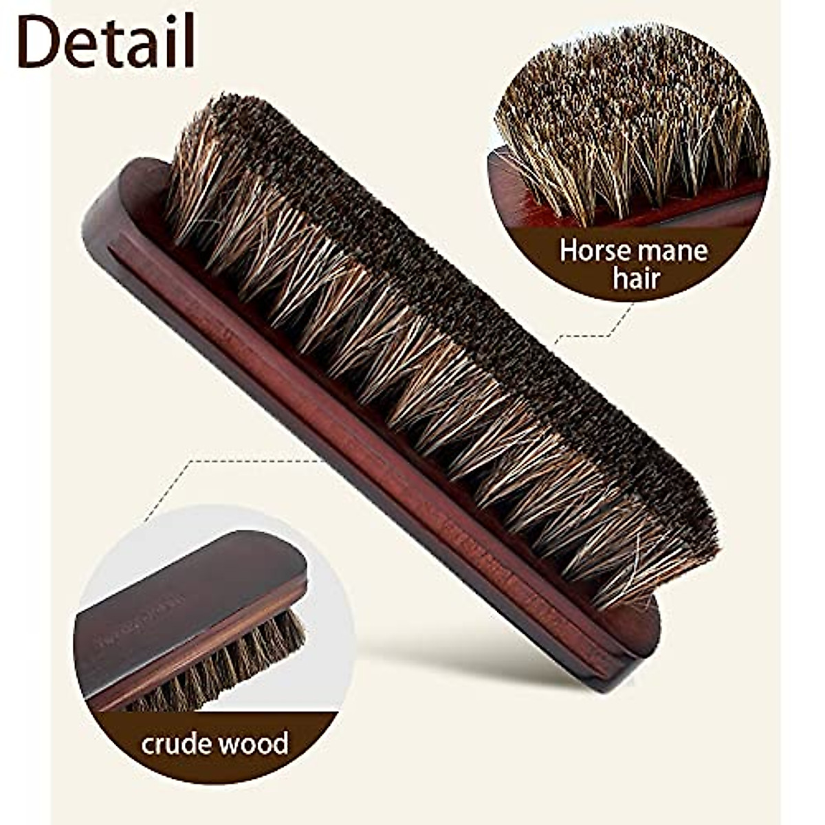 Long Bristle Horse Hair Leather Cleaning Brush, with Shoeshine Gloves Cleaner Leather Care Tools(Brown)…