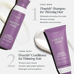 Virtue Flourish Sulfate Free Shampoo for Thinning Hair, Volumizing Hair Growth Product, Detoxifies and Repairs, Color Safe