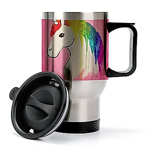 Rainbow Unicorn 14 Oz Travel Coffee Mug Stainless Steel Vacuum Insulated Cup with Lid